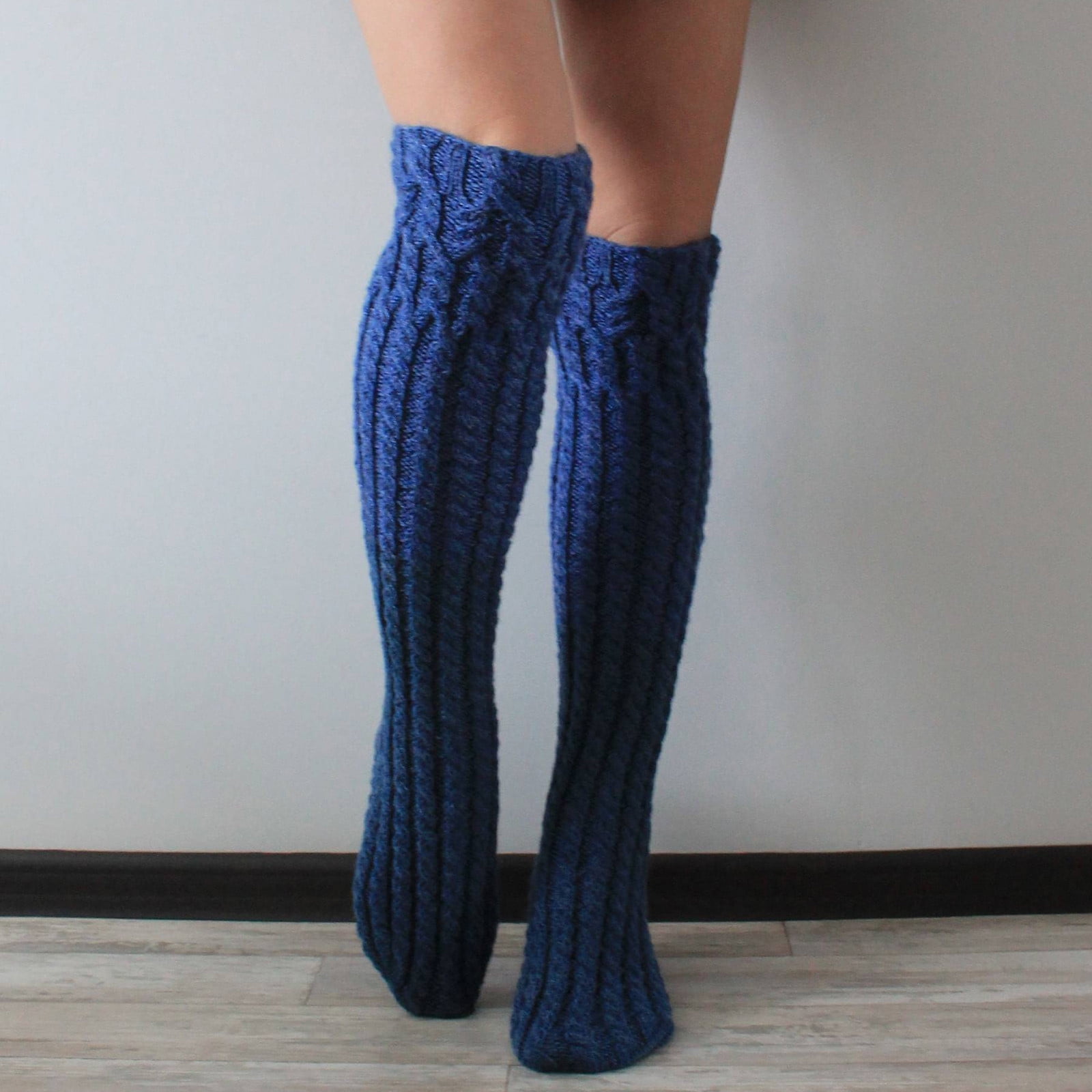 Ploknplq Fuzzy Socks Blue Socks Knee High Socks Scrunch Socks Thigh ...