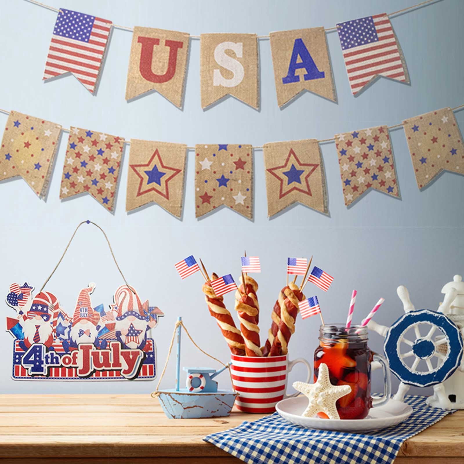 Ploknplq Home Decor American Flag Independence Day Party Decoration ...