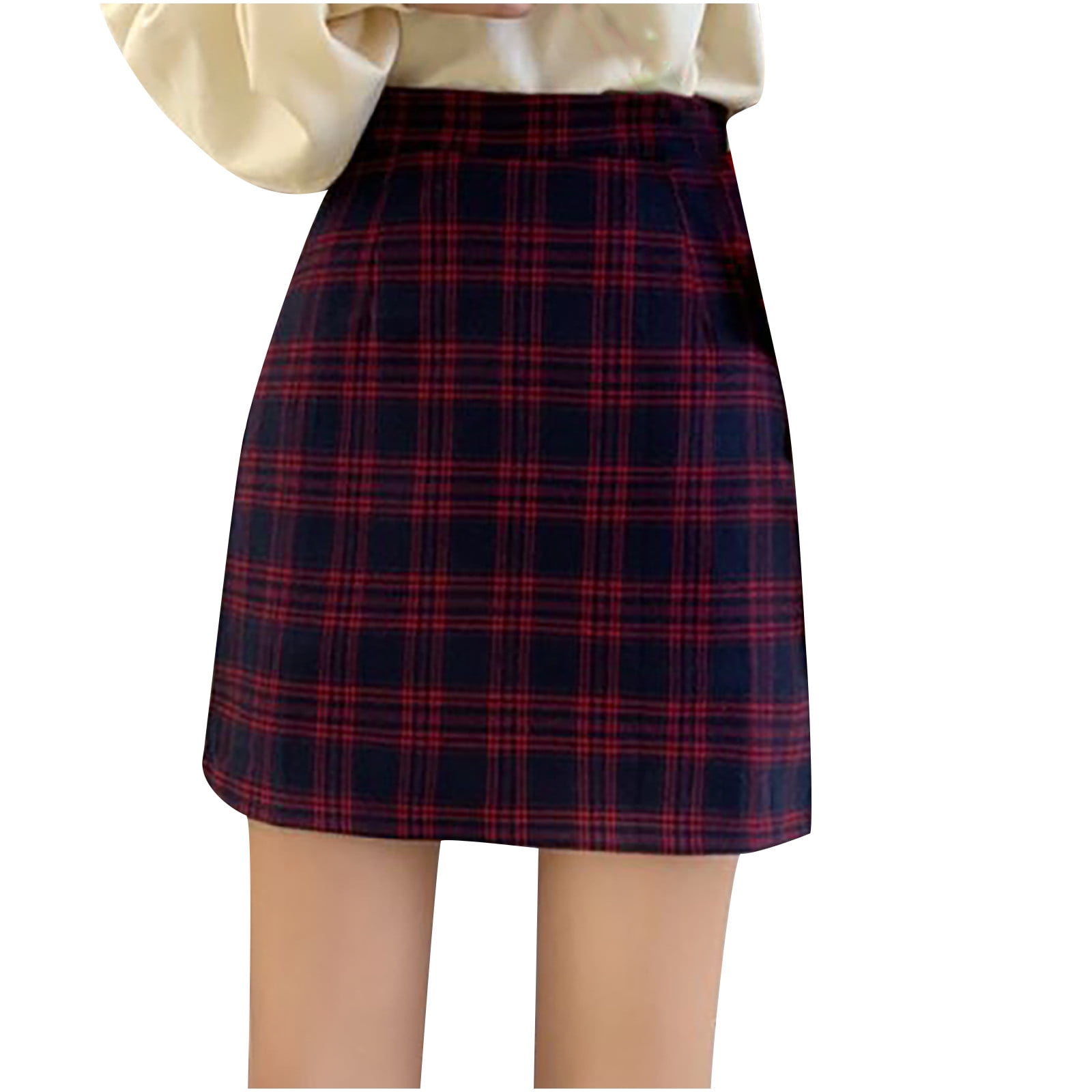 Ploknplq Kilt Plaid Mini Skirt for Women Tartan Mini Length Plaid ...