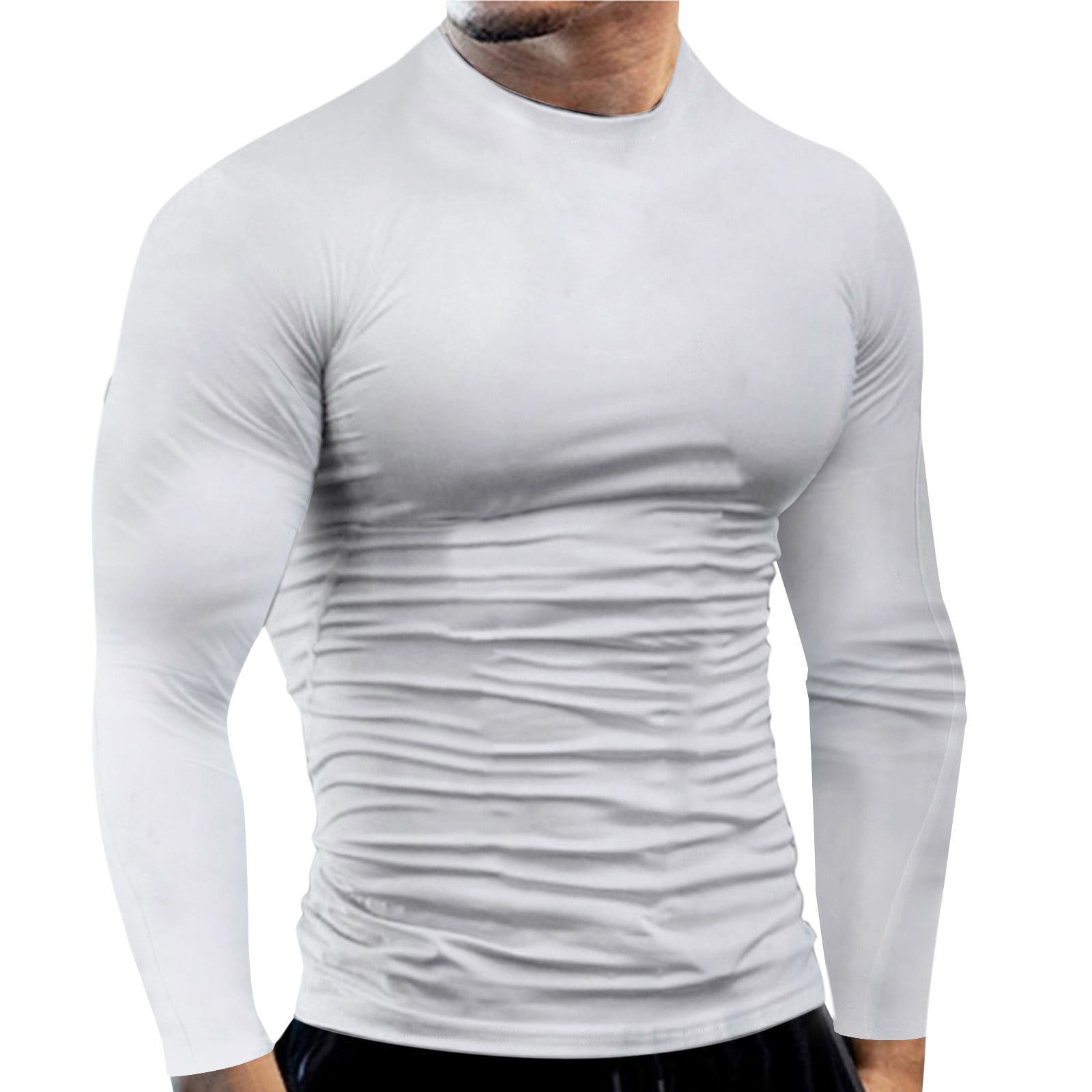 Ploknplq Men's Leisure Compression Shirt Solid Relaxed Fit Hip Length ...
