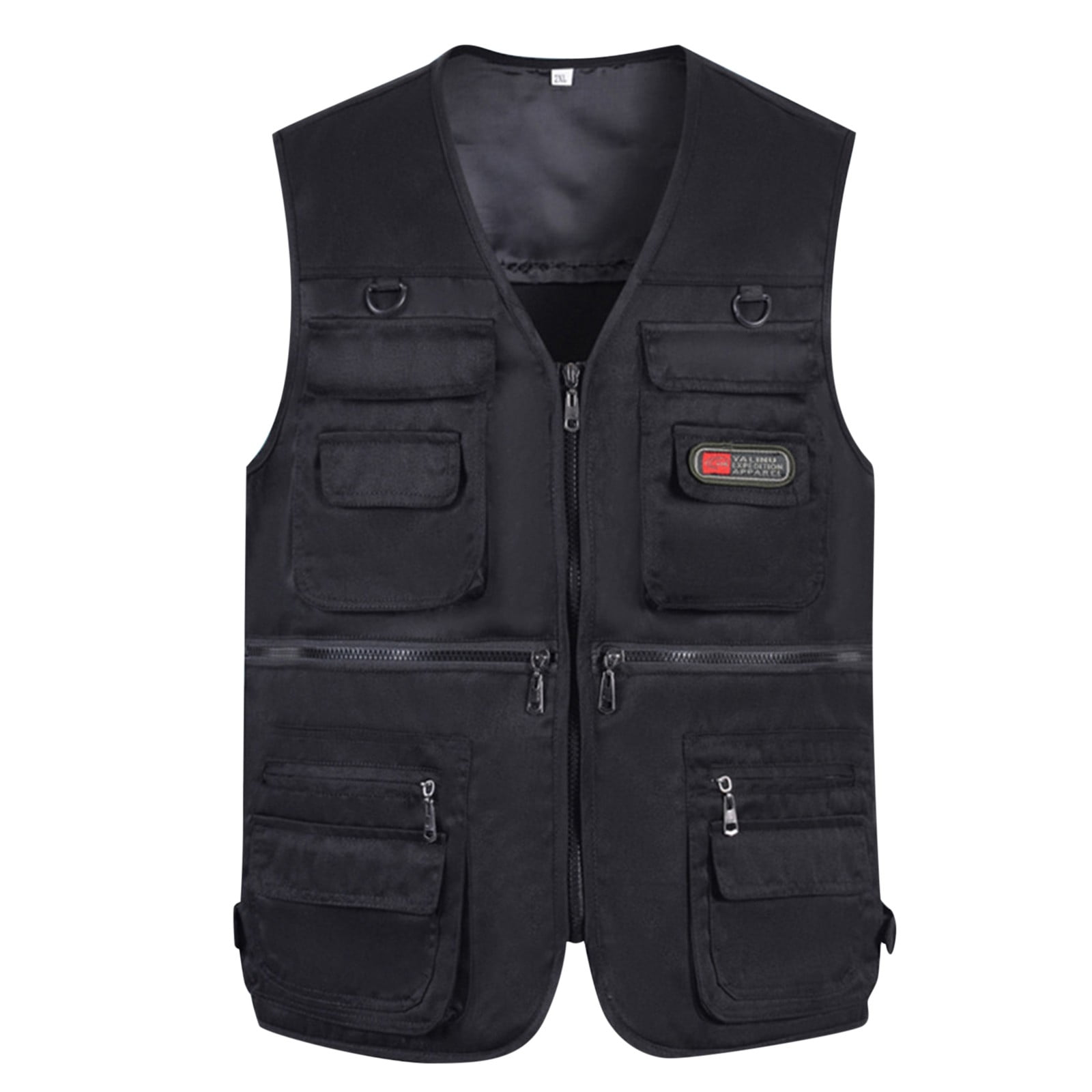 Ploknplq Men's Leisure Safari Vest Solid Relaxed Fit Hip Length V-neck ...