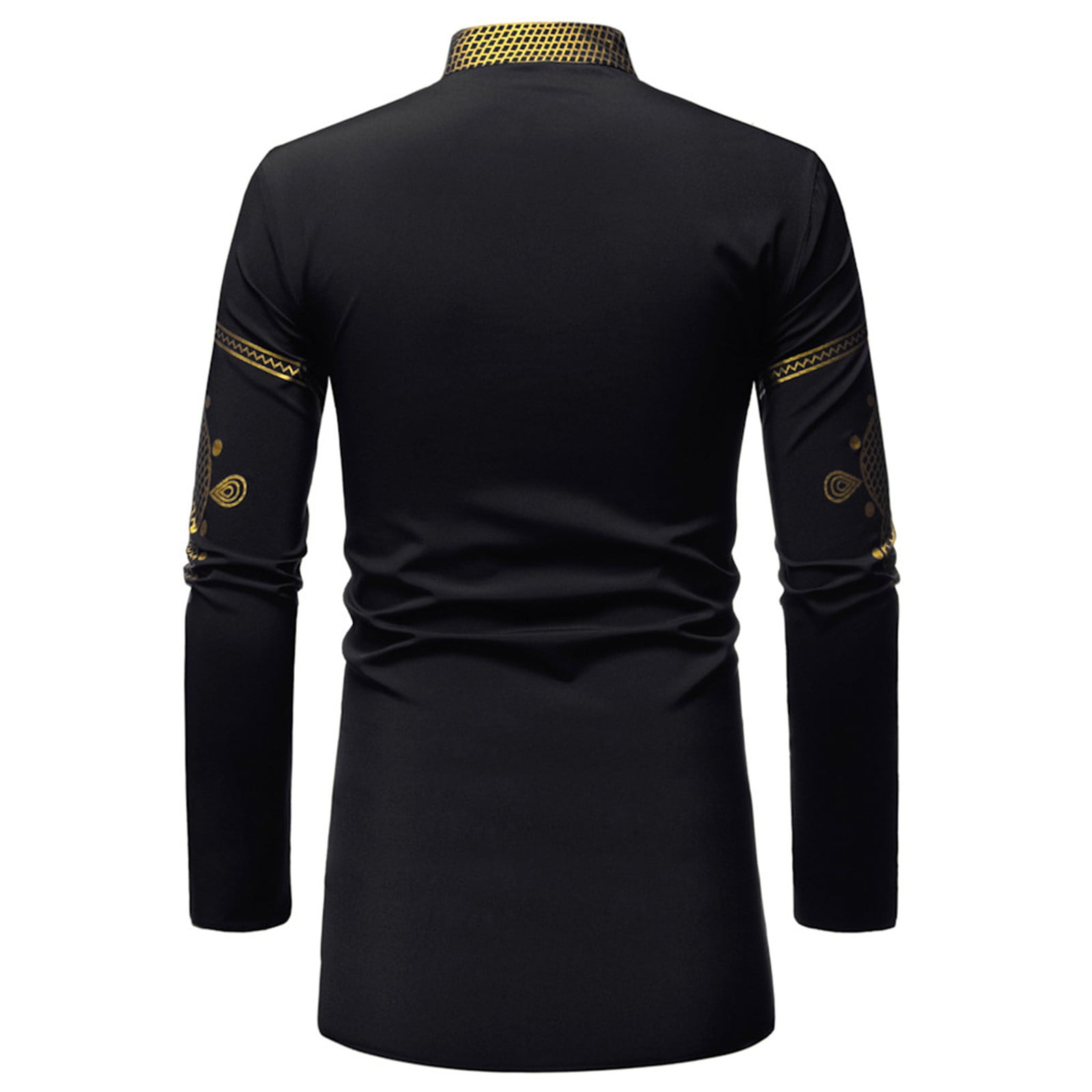 Ploknplq Mens Shirts Sweatshirt Men's Stand-Up Collar Printed Robe ...