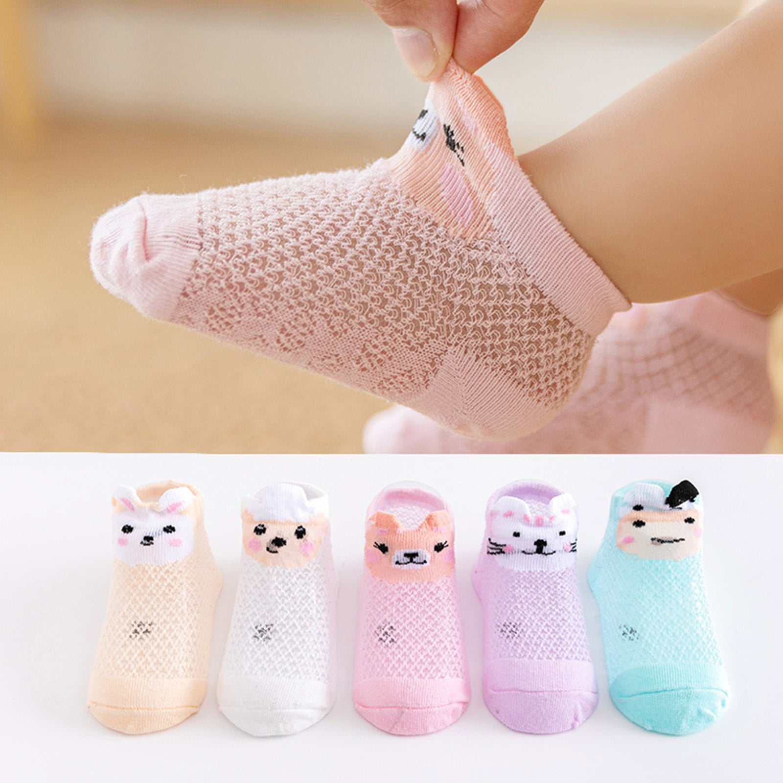 Ploknplq No Show Socks Womens 5 Pairs of Children's Socks Baby in Tube ...