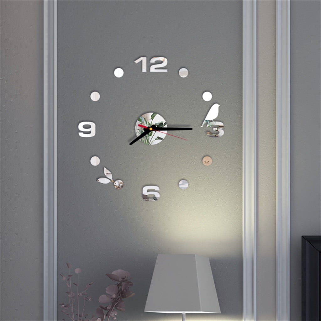 Ploknplq Room Decor Wall Clock 3D Diy Roman Numbers Acrylic Mirror Wall ...