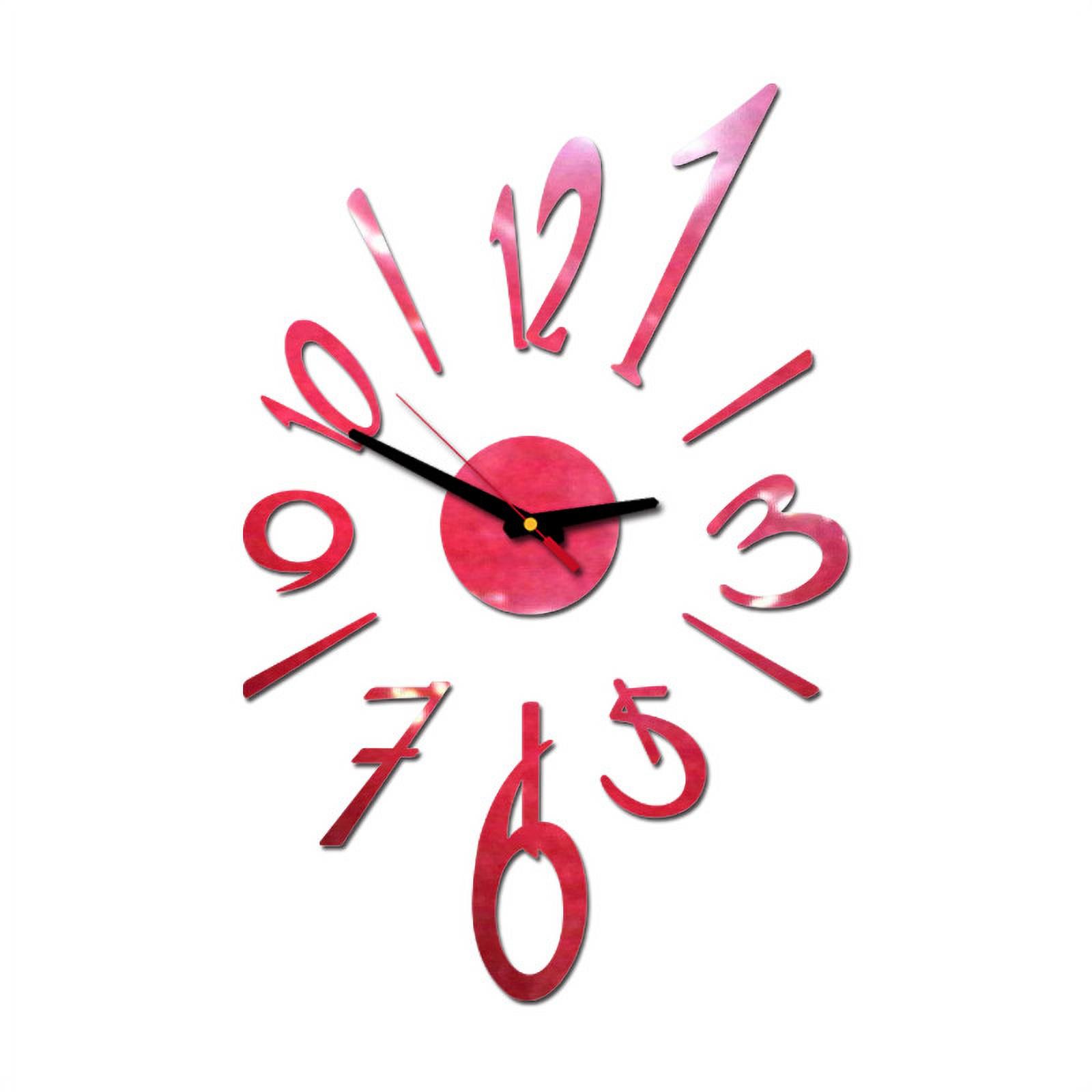 Ploknplq Room Decor Wall Clock Diy Wall Clock 3D Mirror Surface Sticker ...