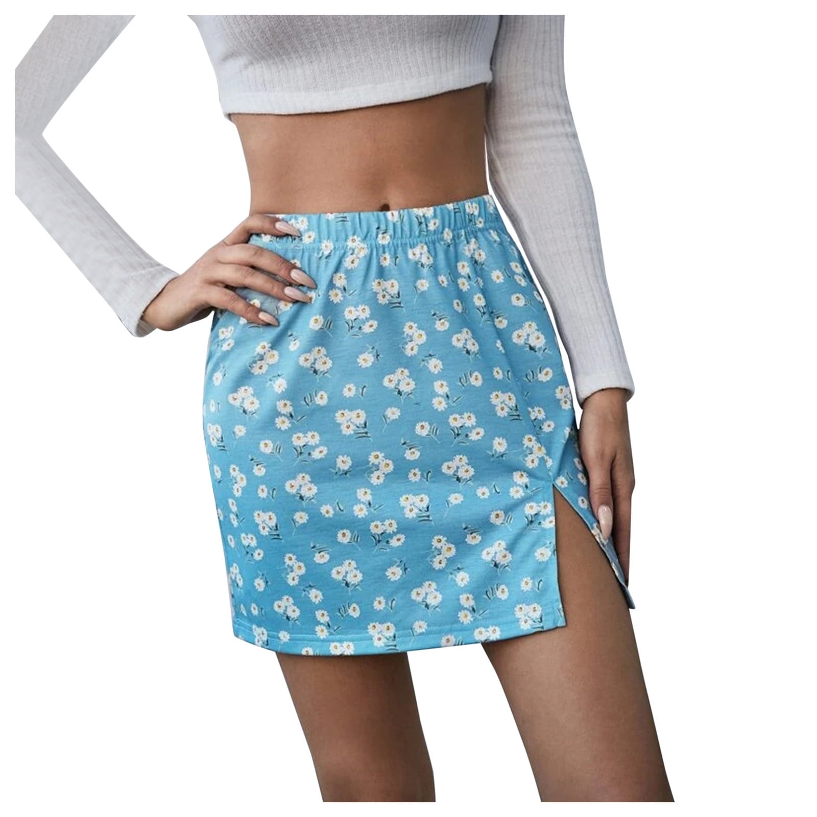 Ploknplq Skirts for Women Mini Skirt Women's Sexy Elastic Waist Open ...