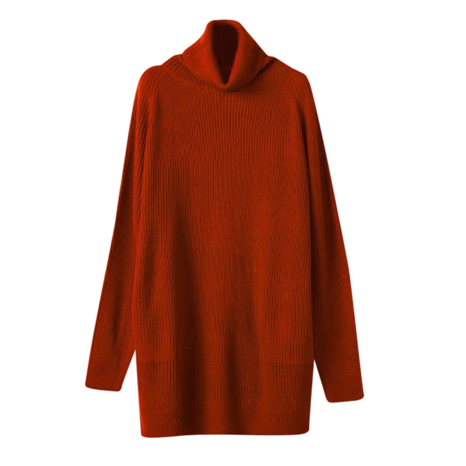 Ploknplq Sweater Dress for Women Solid Mid-thigh Length Turtleneck Long ...