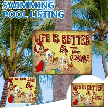 Funny Swimming Pool Signs Flamingo Pool Rule Metal Sign Decor Tin ...