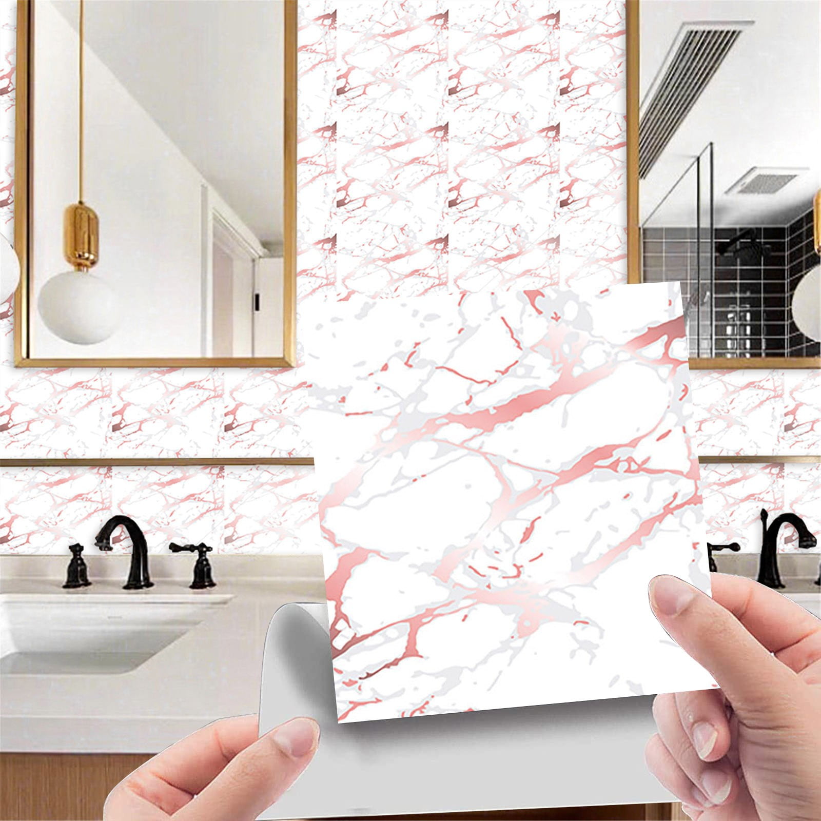 Ploknplq Wall Decor Wall Decals 10 Pieces Marbless Tile Stickers Peel ...