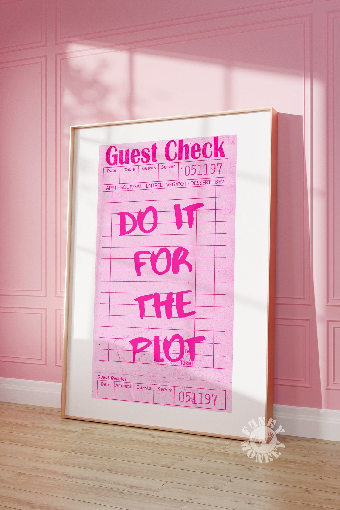 Do It For The Plot Guest Check Print, Pink Trendy Wall Art, Preppy ...