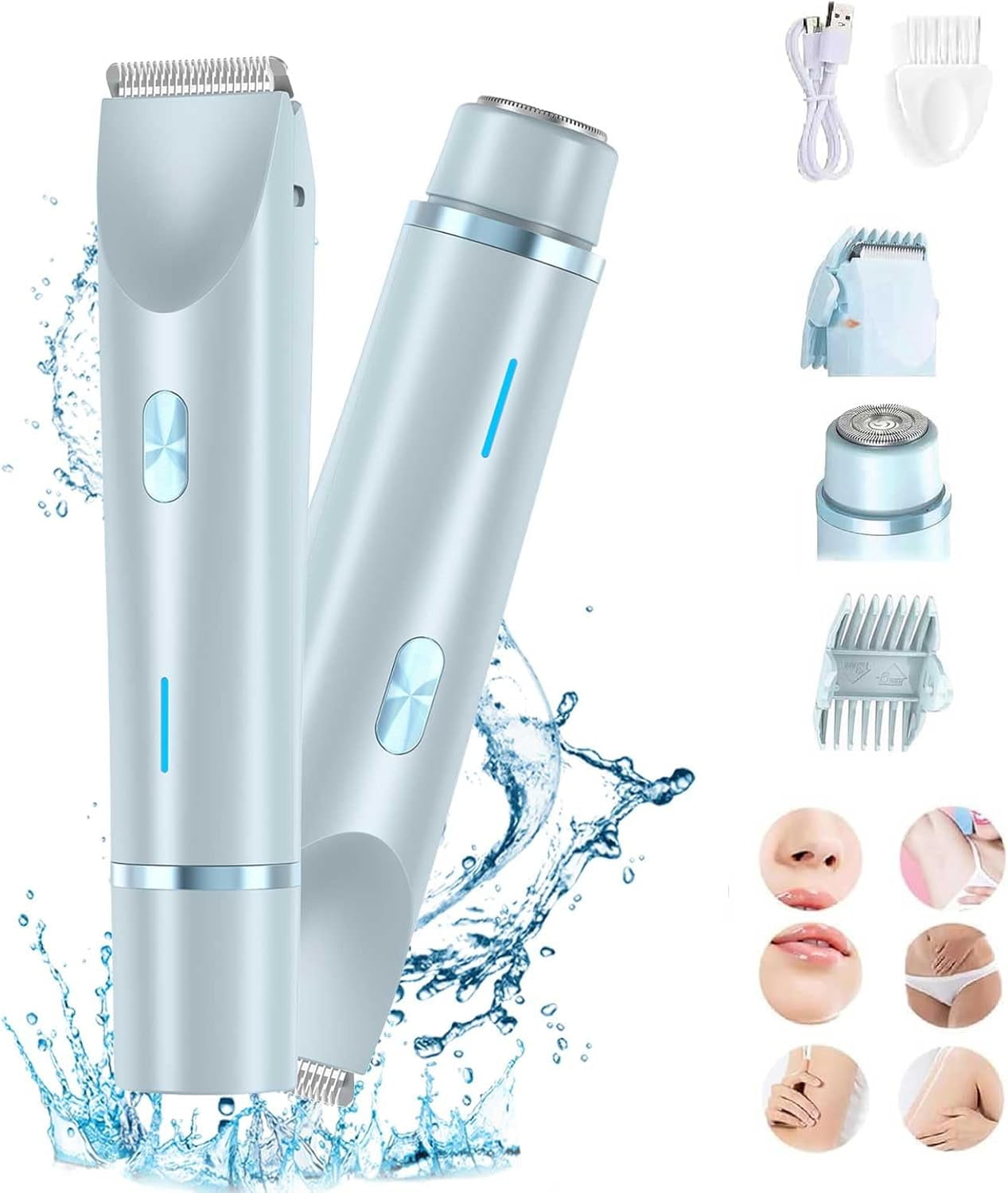 Plothuge Comfort 2 in 1 Electric Lady Shaver, Dual Head Shaver Women ...