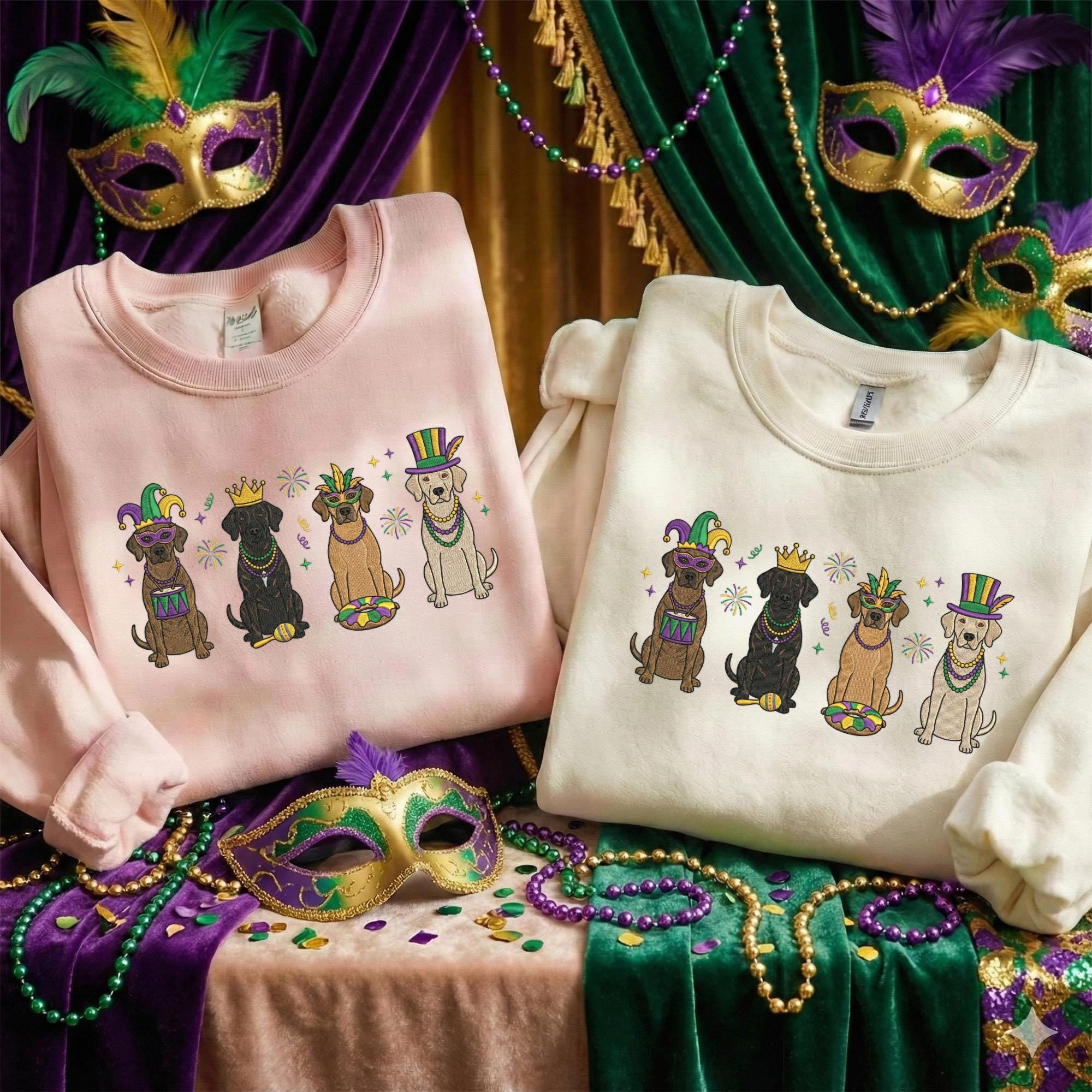 Plott Hound Mardi Gras Sweatshirt, Embroidered Fat Tuesday Shirt, Nola ...