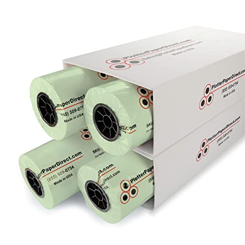 PlotterPaperDirect CAD Paper Rolls, 36’’ x 500’ (4 Pack), 20 lb. Green ...