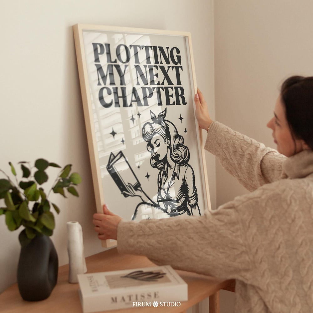 Plotting My Next Chapter Bookish Printable Wall Art, Vintage Book Art Print, Funny And Cute ...