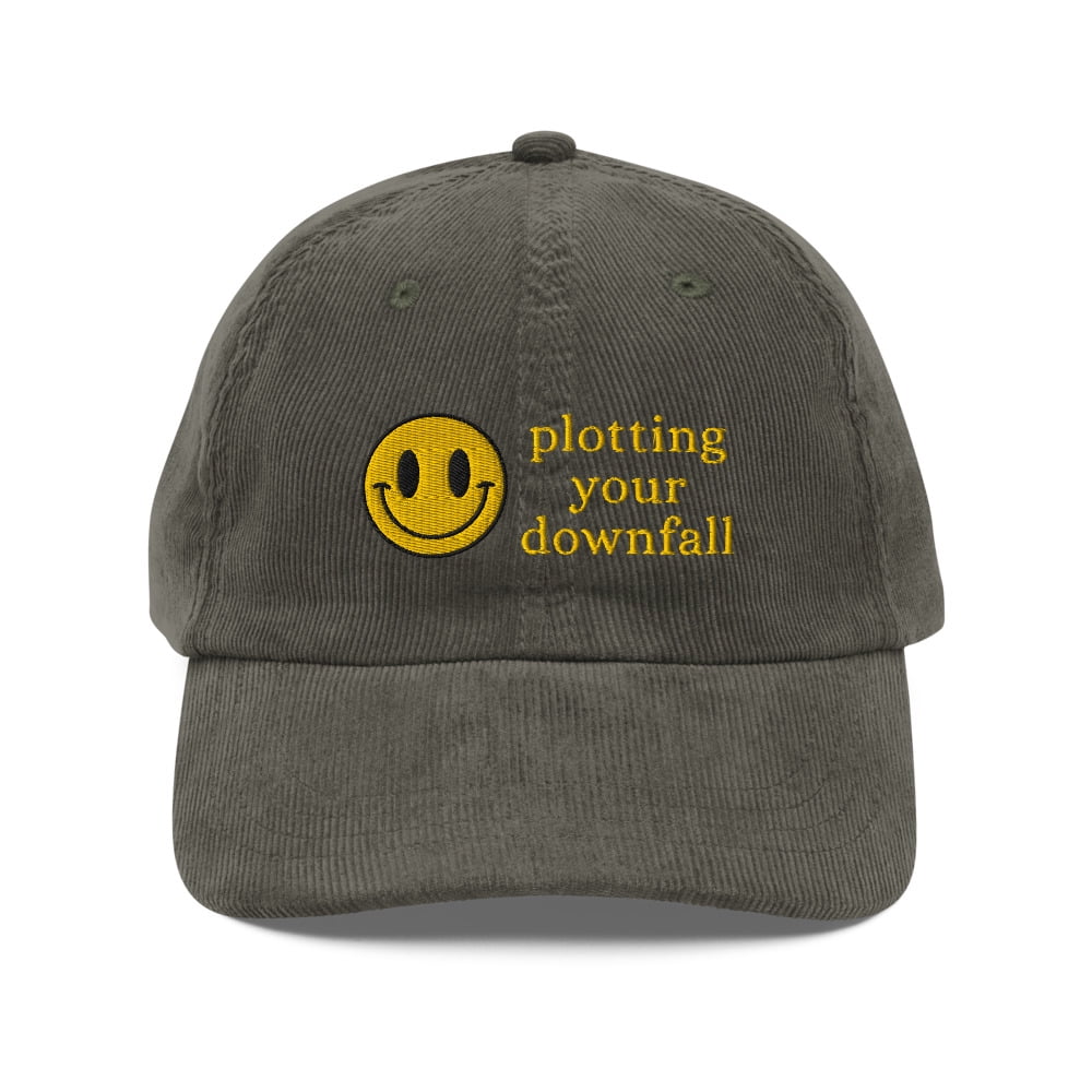 Plotting Your Downfall Embroidered Vintage Corduroy Cap (Olive ...