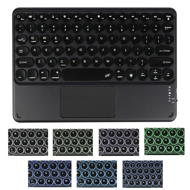 PloutoRich 10 inch Wireless Keyboard with Touchpad, 78 Key Backlit ...