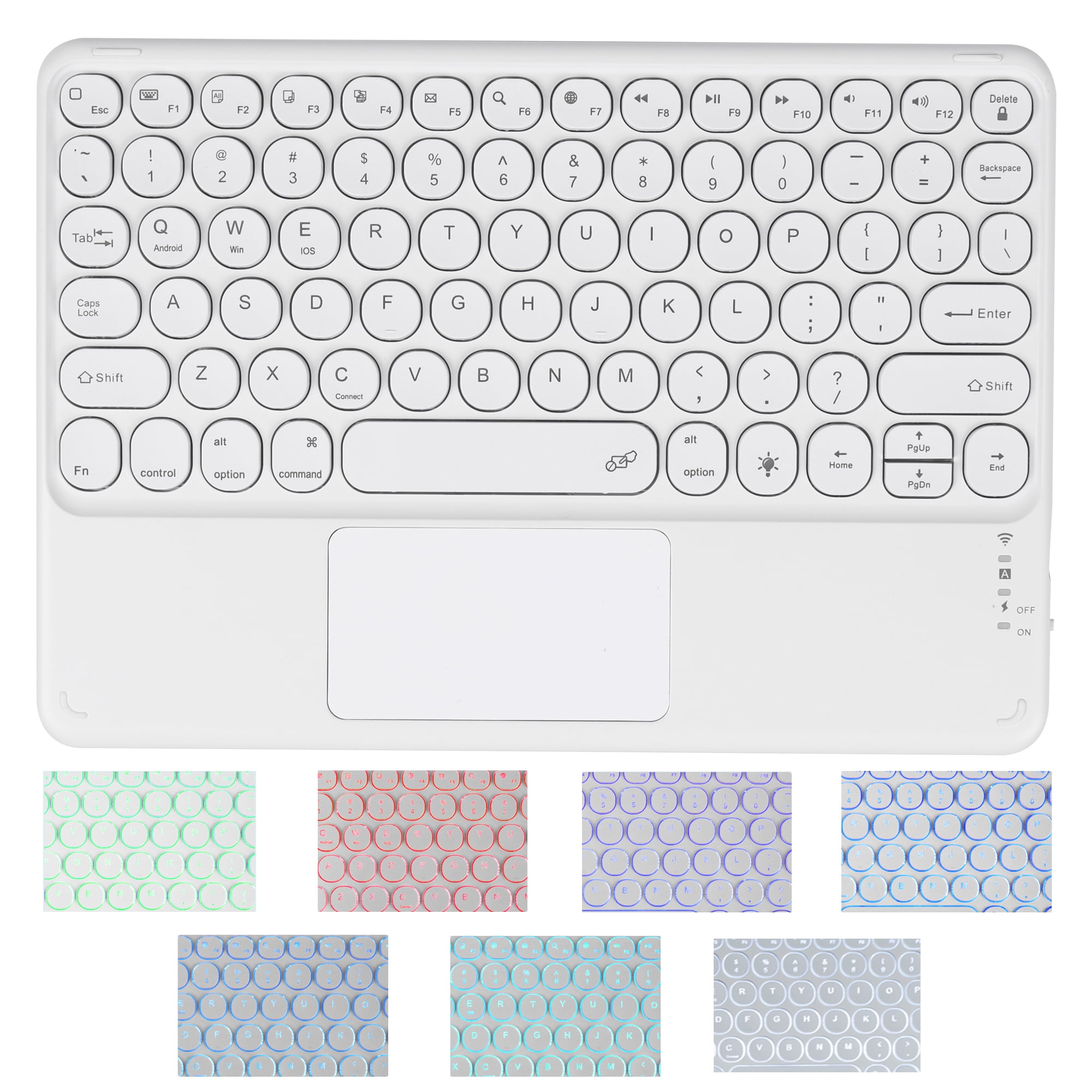 PloutoRich 10 inch Wireless Keyboard with Touchpad, 78 Key Backlit ...