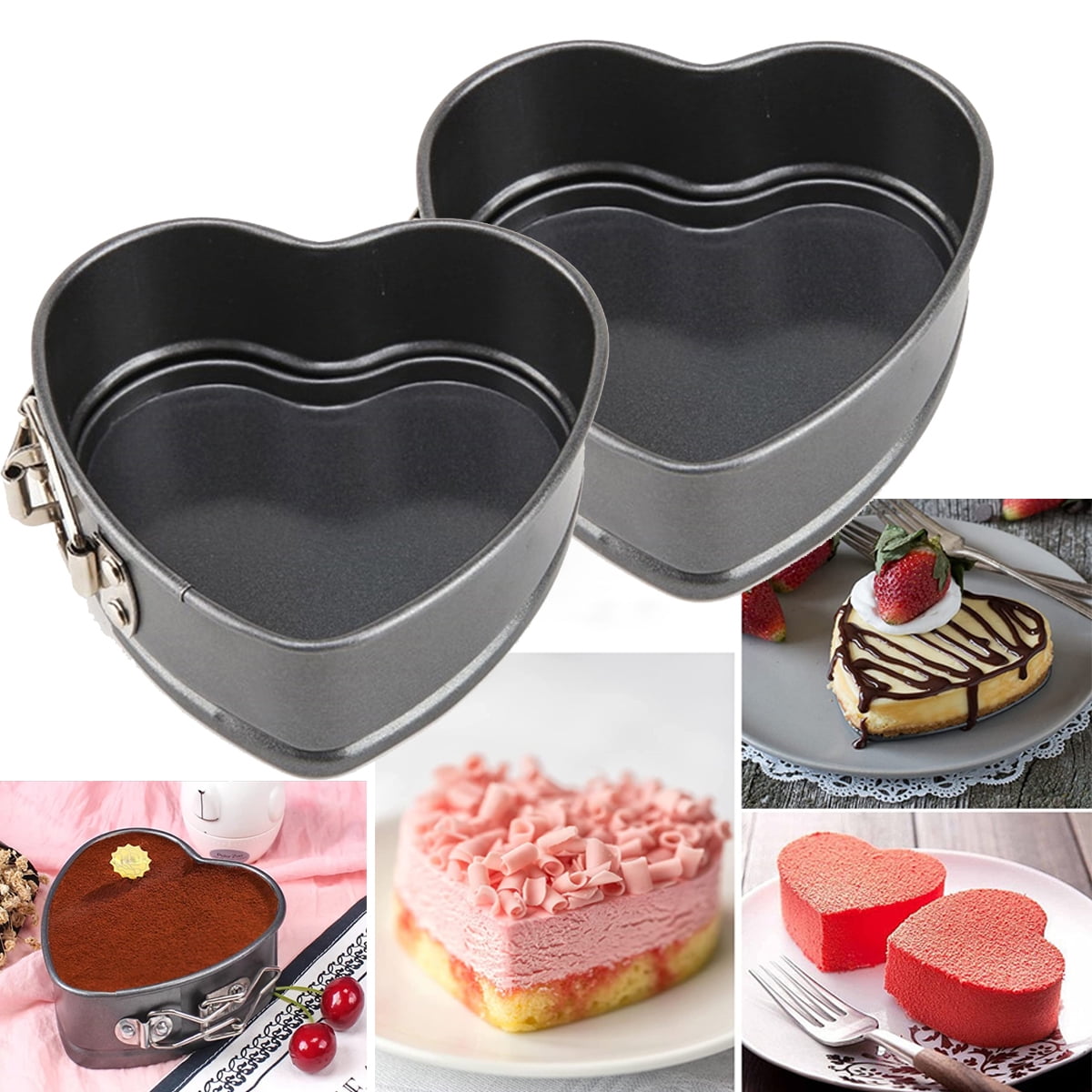 PloutoRich Cake Mold, Heart Cake Pan, Carbon Steel Mini Springform Pans ...