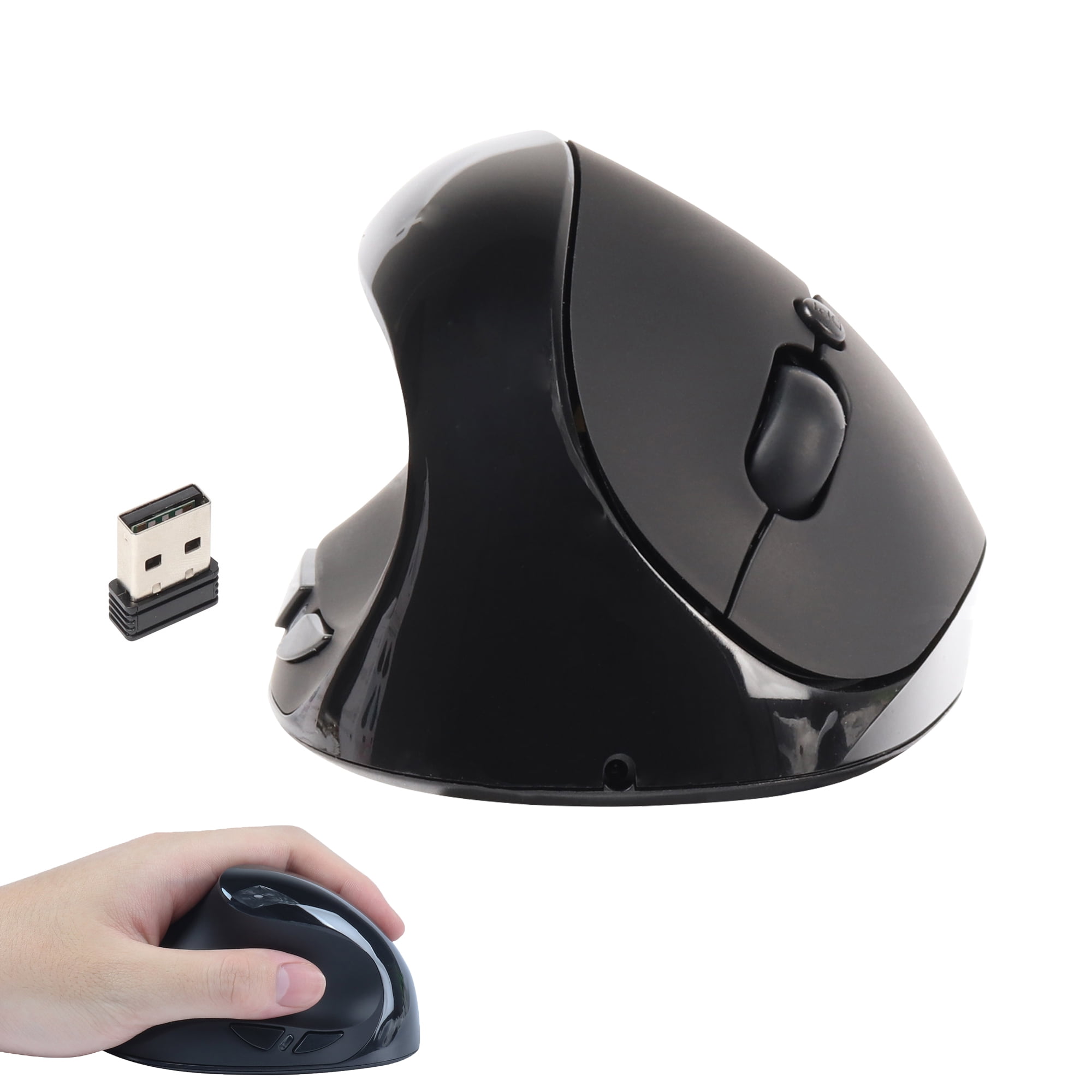 PloutoRich Vertical Mouse Wireless Left Handed Mouse Ergonomic 2.4GHz Optical Computer Mice ...