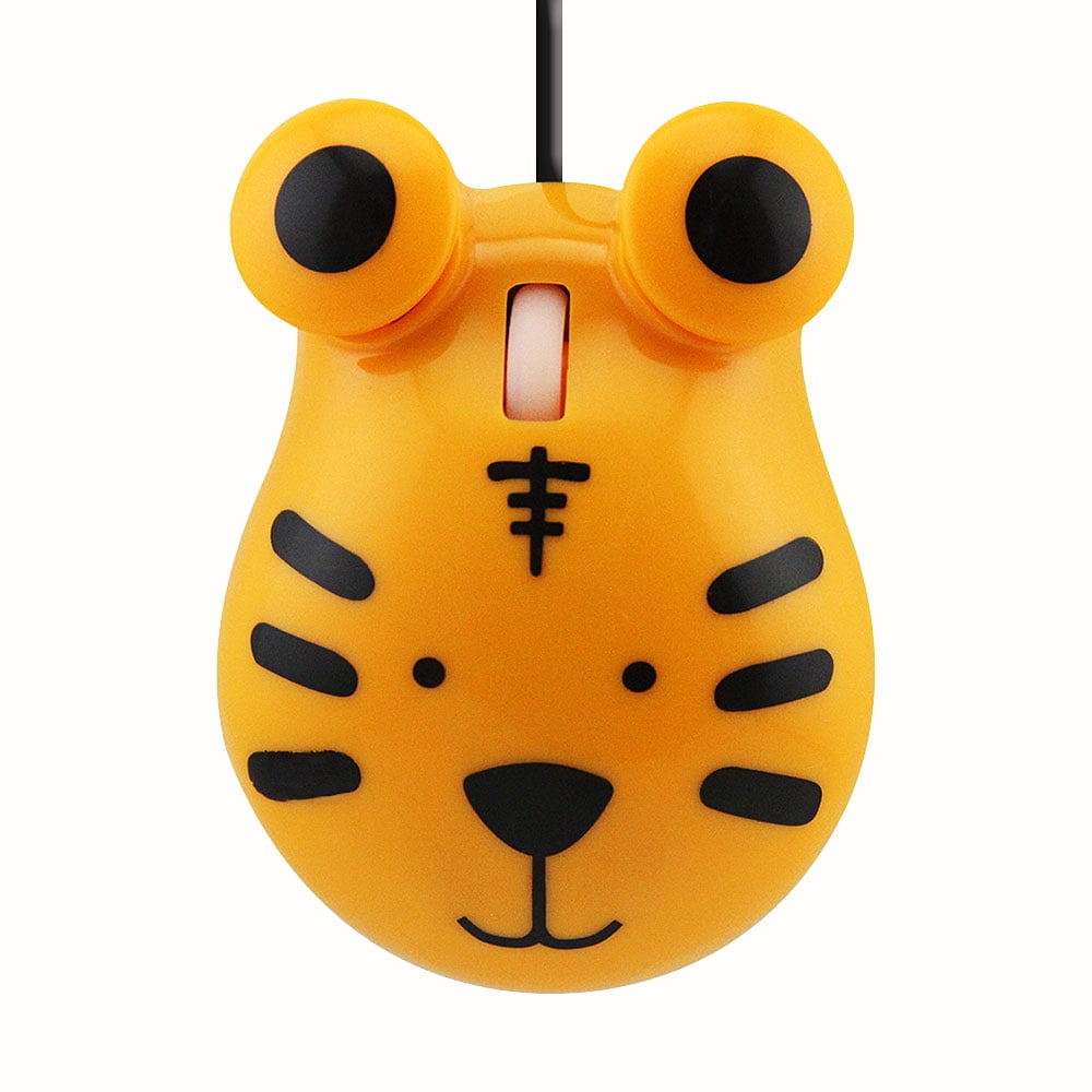 PloutoRich Wired Mouse Cute Animal Orange Tiger Mouse Portable 1200DPI ...
