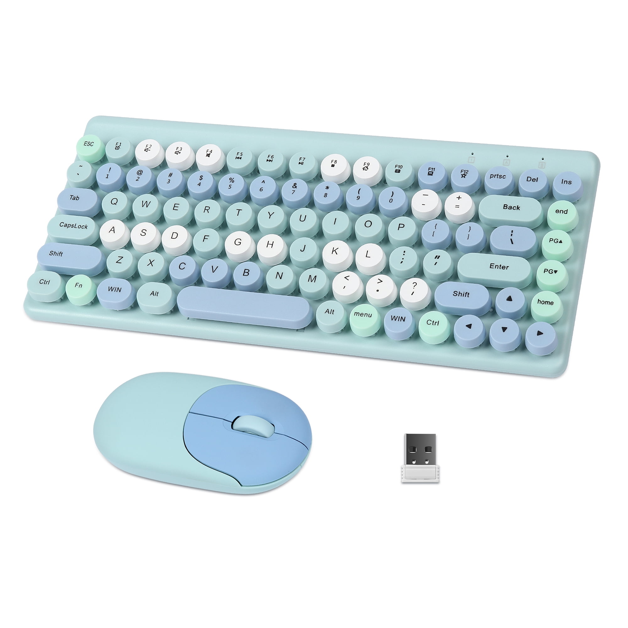 PloutoRich Wireless Keyboard and Mouse Combo, 2.4GHz Wireless Retro ...