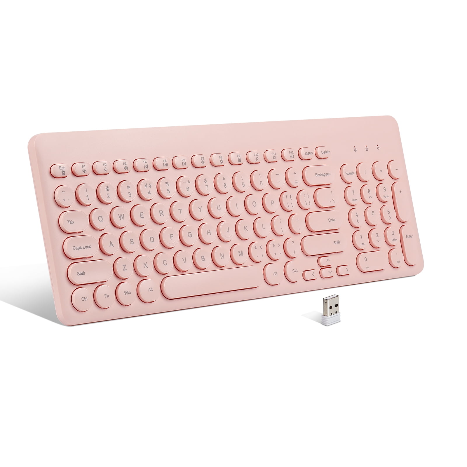 PloutoRich Wireless Keyboard, Ultra Thin Compact 96-Key Silent Computer ...