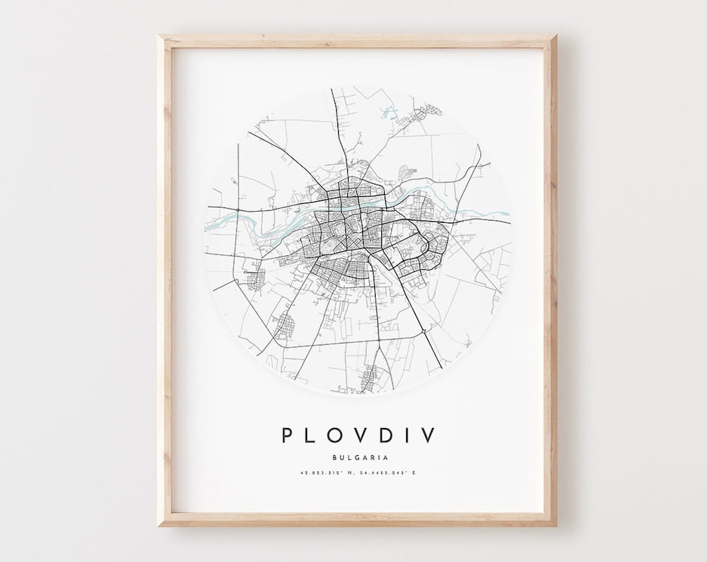Plovdiv Map Print, Plovdiv Map Poster City Wall Art, Plovdiv Road Map ...