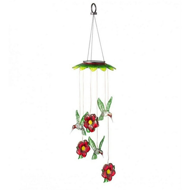 Plow & Hearth Color Changing Solar Mobile with Hummingbirds and Flowers ...