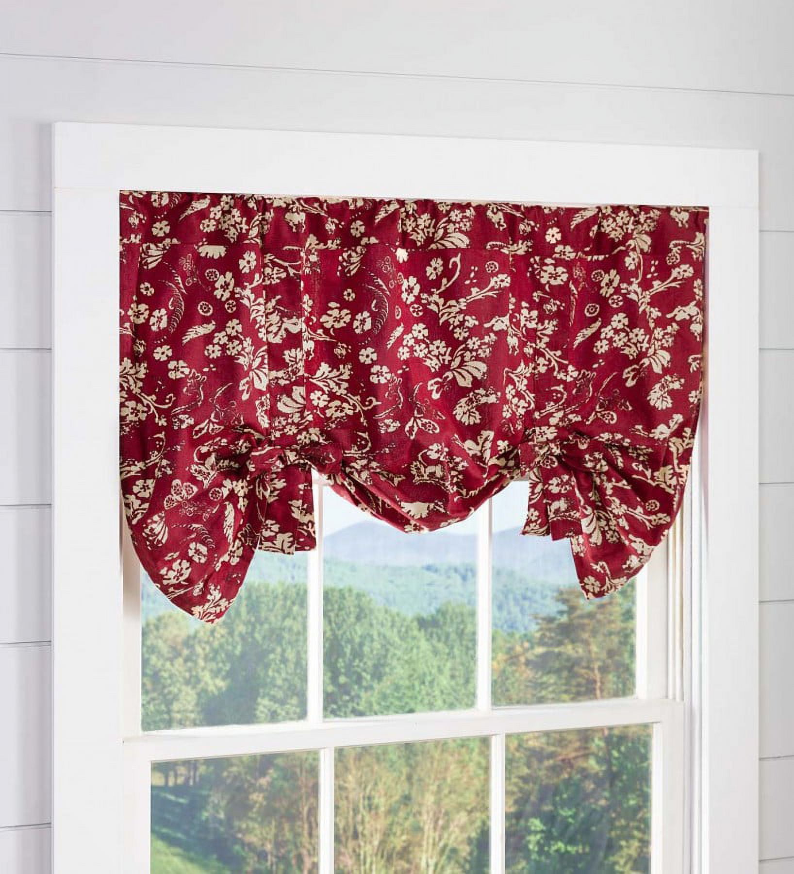 Plow & Hearth Floral Damask Bow Tie Window Valance - Walmart.com