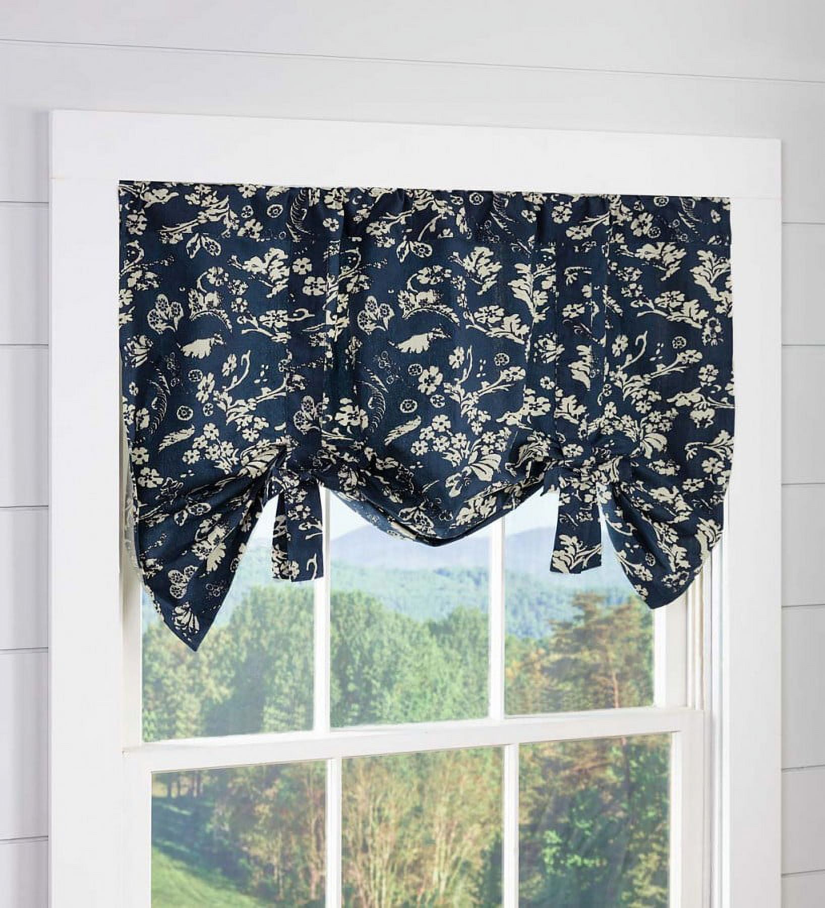 Plow & Hearth Floral Damask Bow Tie Window Valance - Walmart.com