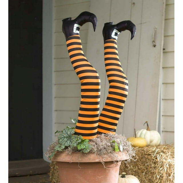 Plow & Hearth Halloween Witch Leg Stakes, Set of 2 - Yard Outdoor ...