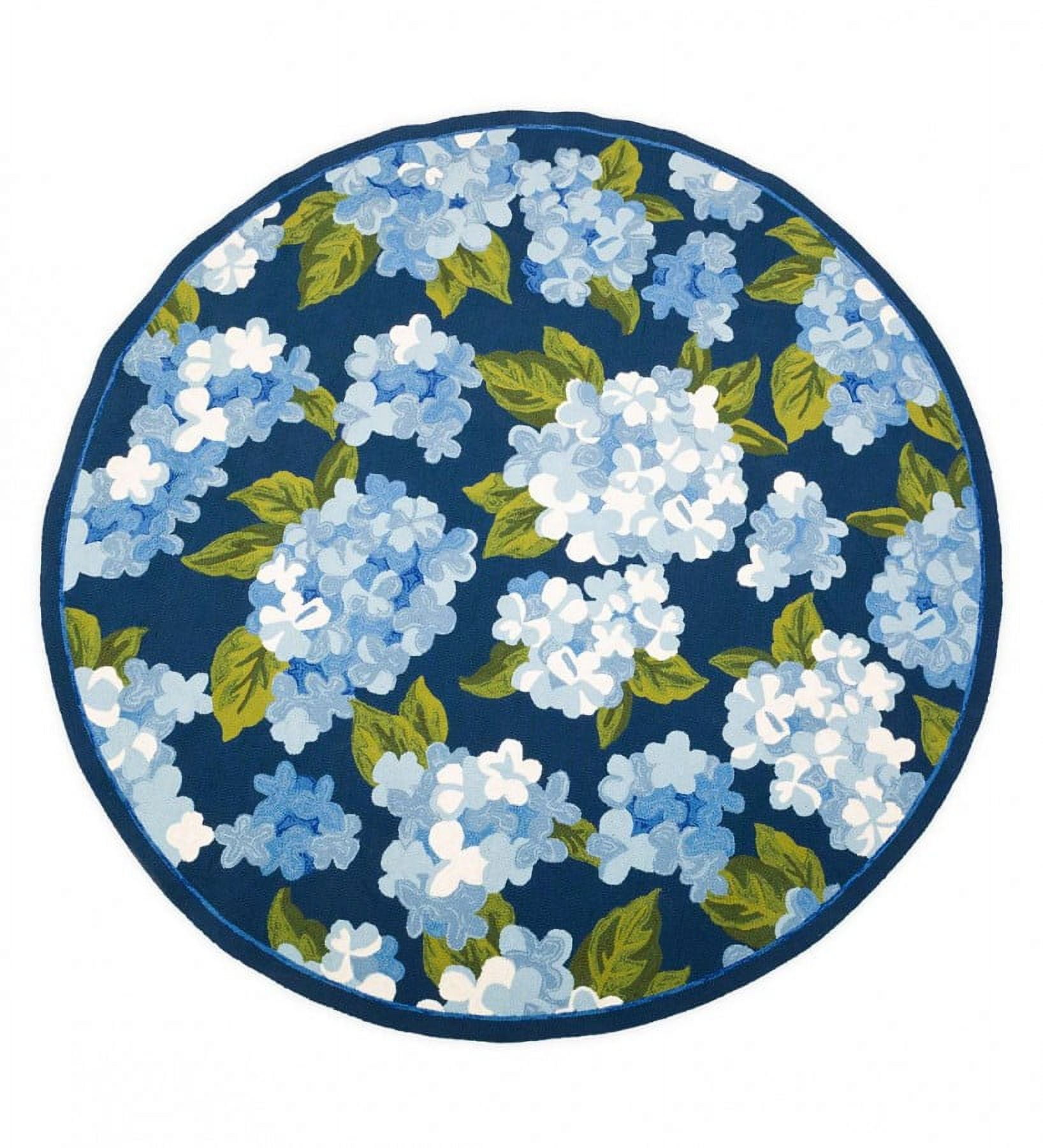 Plow & Hearth Hydrangeas Indoor/Outdoor Rug, 7'8" Round - Walmart.com