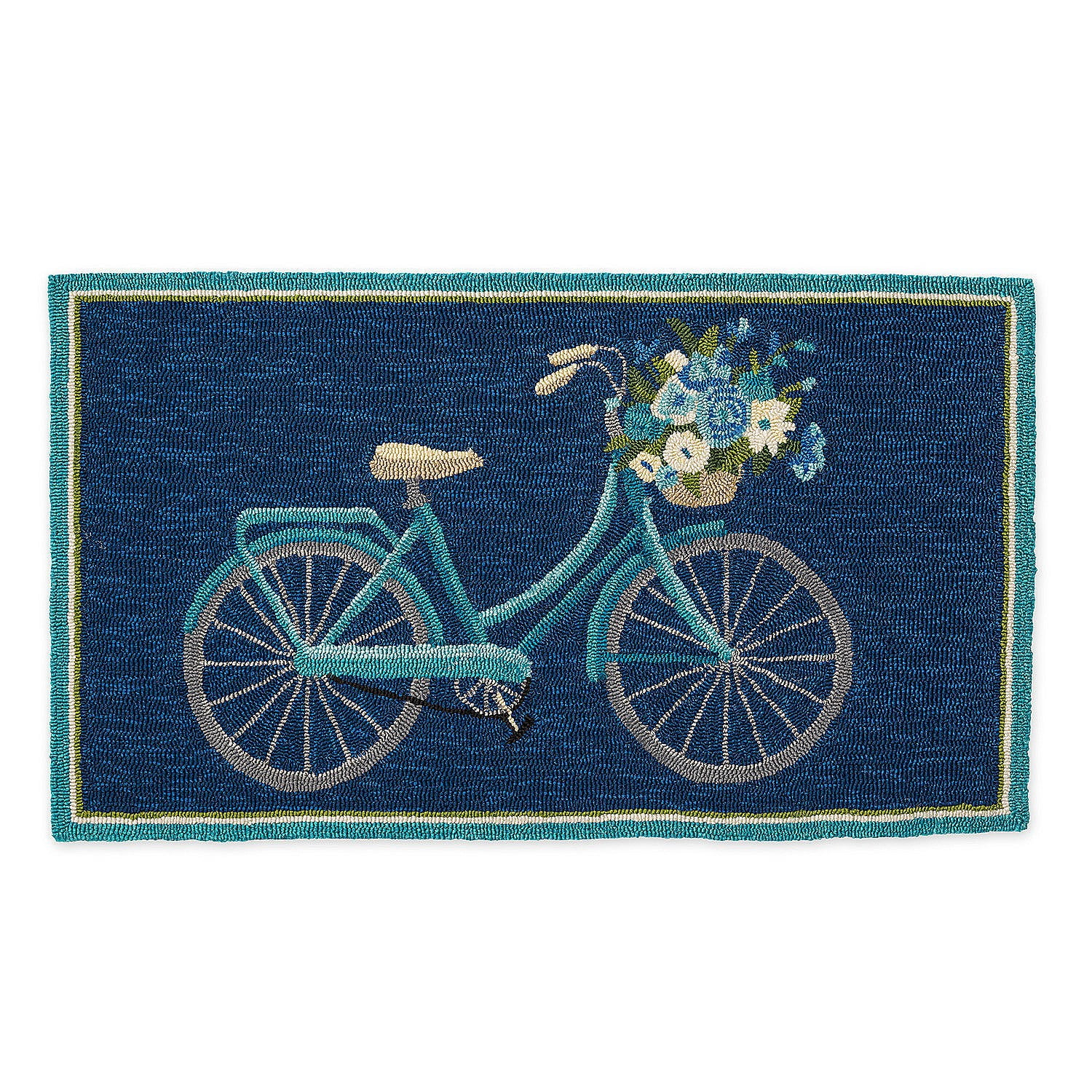 Plow & Hearth Indoor/Outdoor Hooked Bicycle Accent Rug - Walmart.com