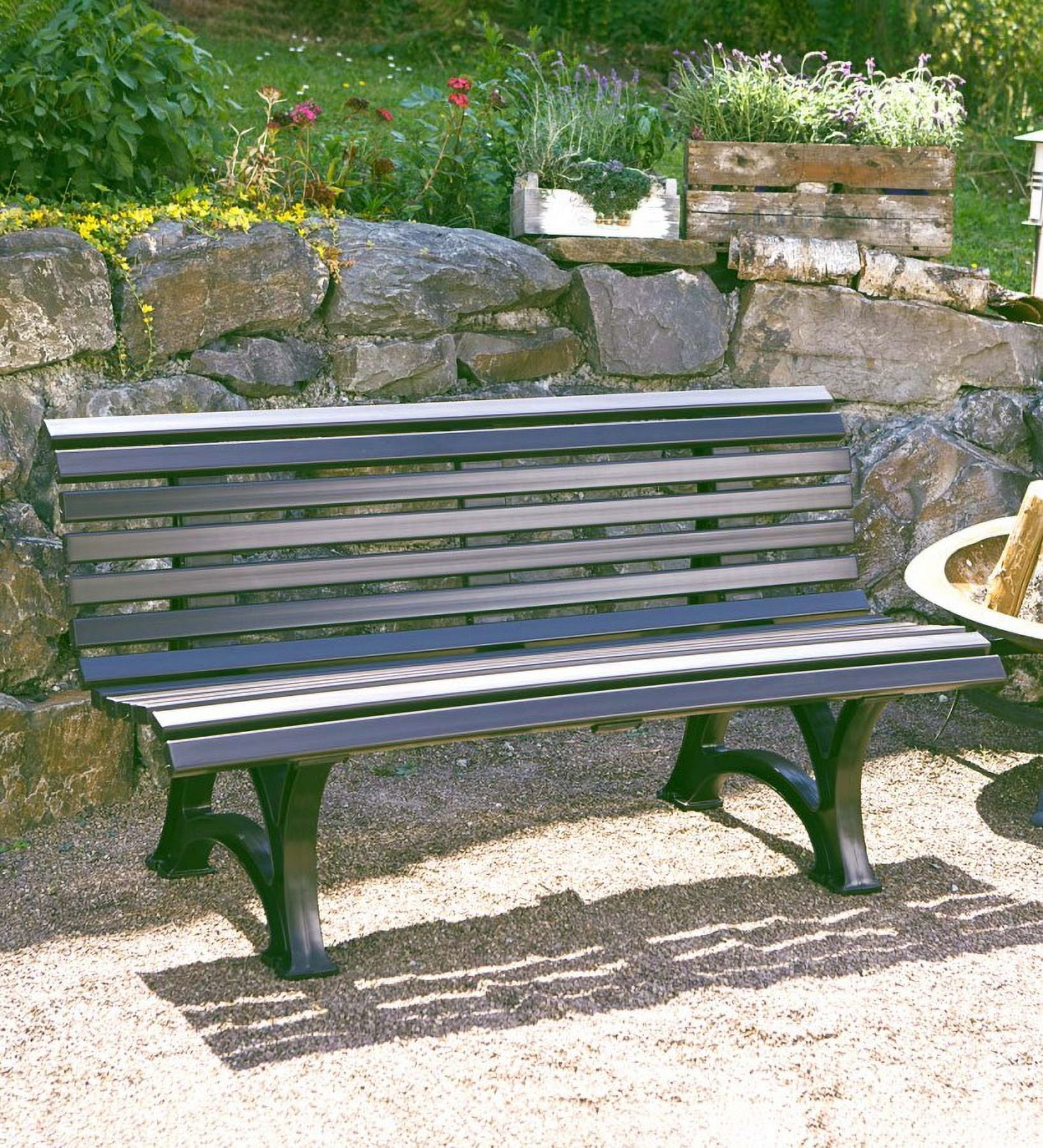 Plow & Hearth Large 3-Seater Weatherproof PVC Garden Bench - Graphite ...