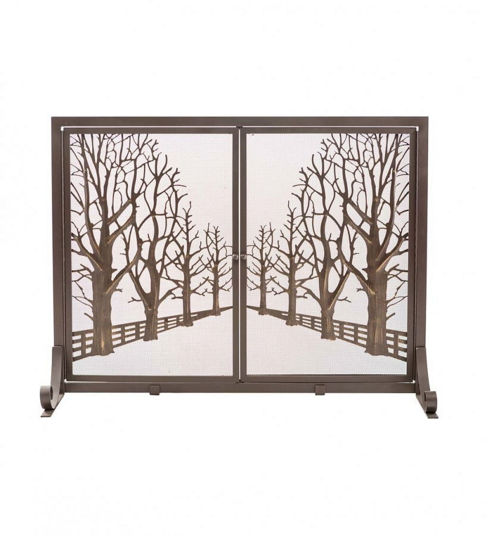 Plow & Hearth Large Country Road Tree Line Fireplace Screen with Doors ...