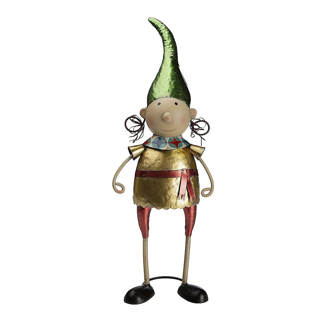 Plow & Hearth Metal Elf With Green Hat Christmas Garden Statue ...
