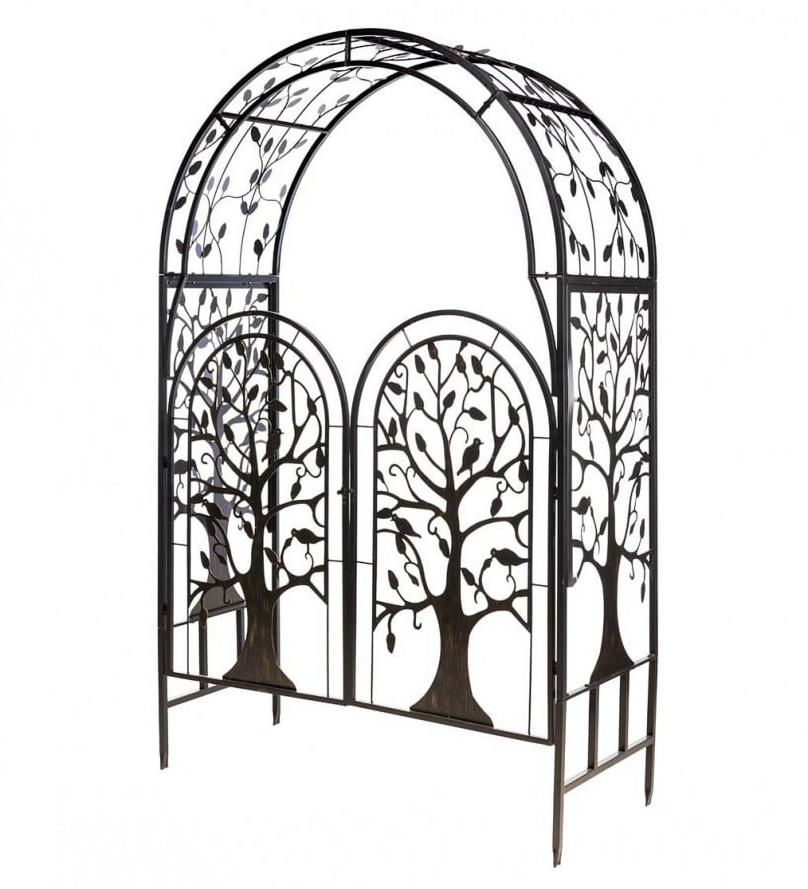 Plow & Hearth Metal Tree of Life Arched Garden Arbor with Gate ...