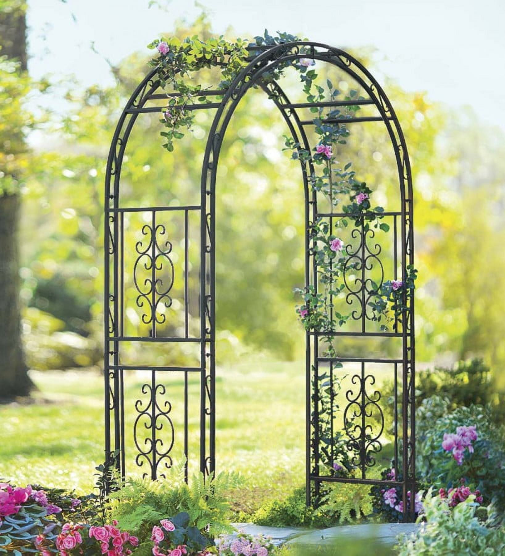 Plow & Hearth Montebello Outdoor Safe Iron Garden Arbor with Intricate ...