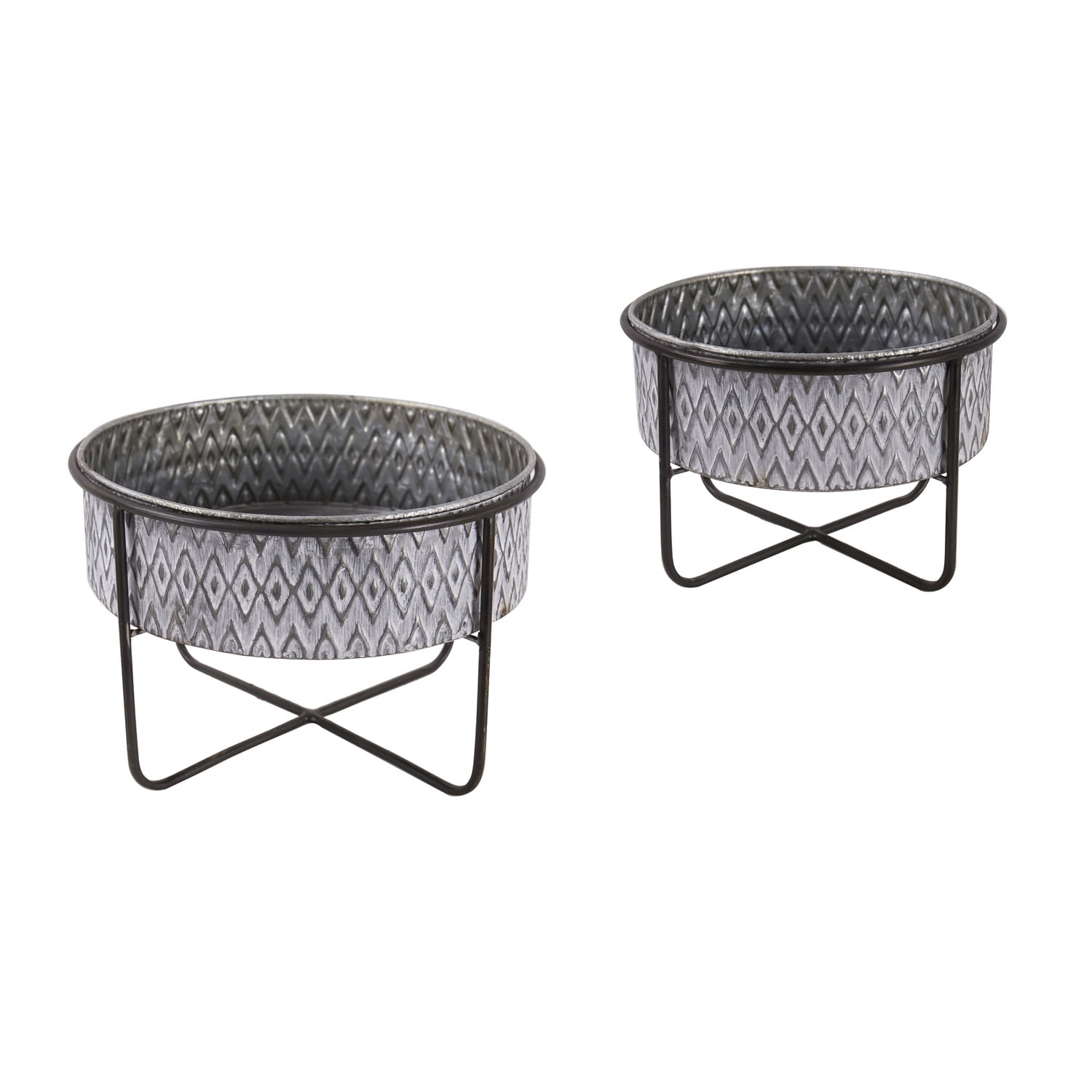 Plow Hearth Outdoor Planters - Embossed Metal Planter - Set of Two ...