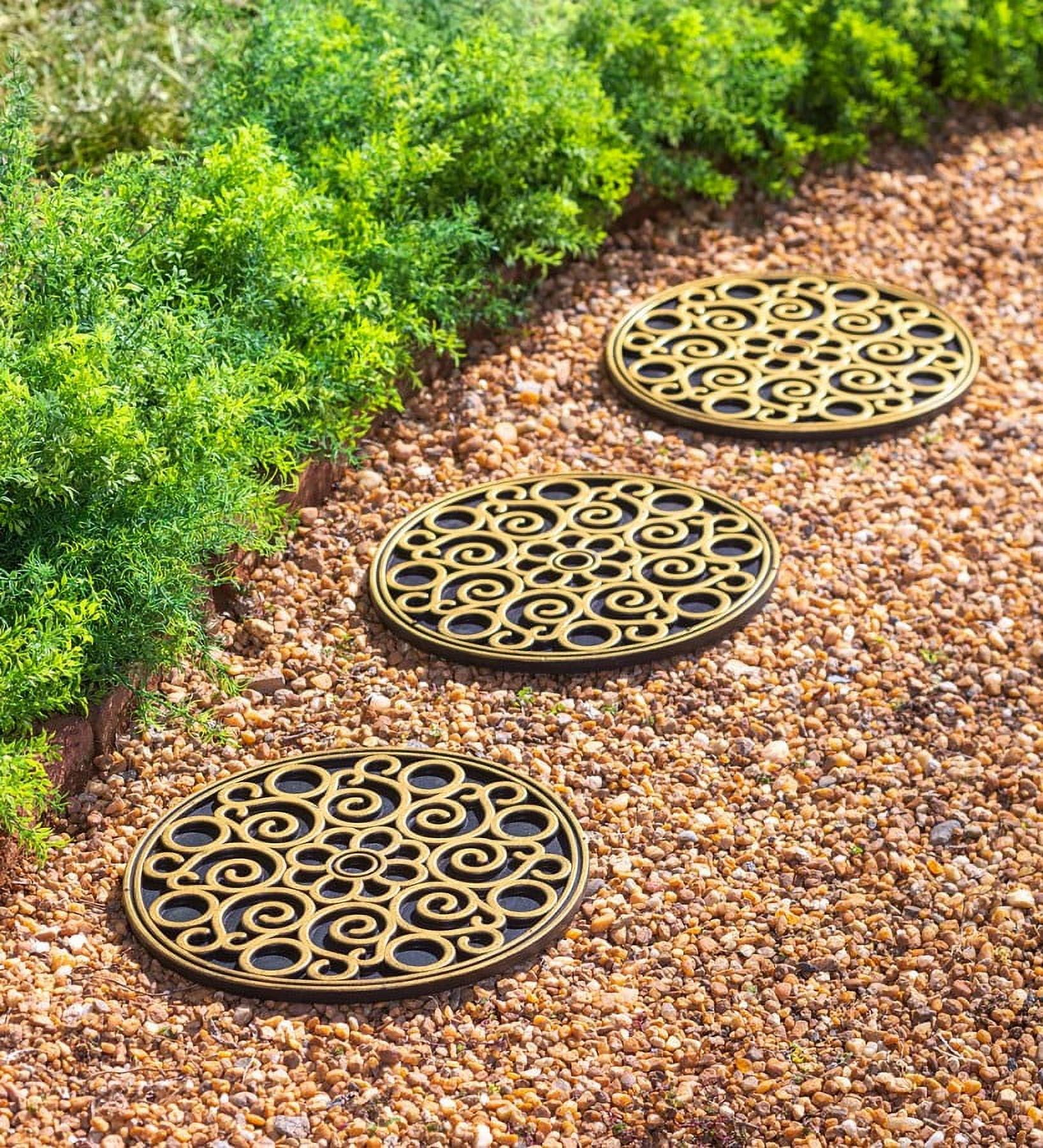 Plow & Hearth Recycled Rubber Stepping Stones, Set of 3 - Floral ...