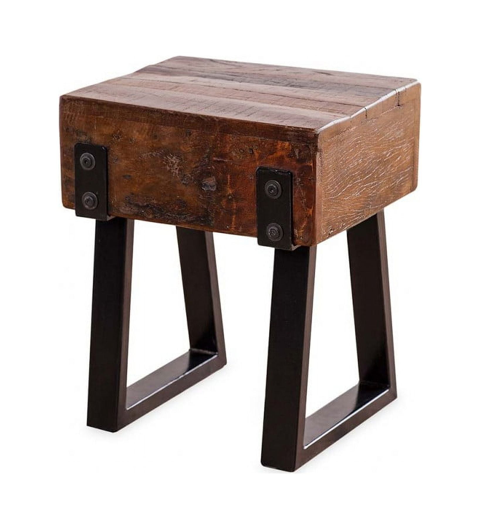 Plow & Hearth Richland Indoor/Outdoor Reclaimed Wood Stool/Side Table ...
