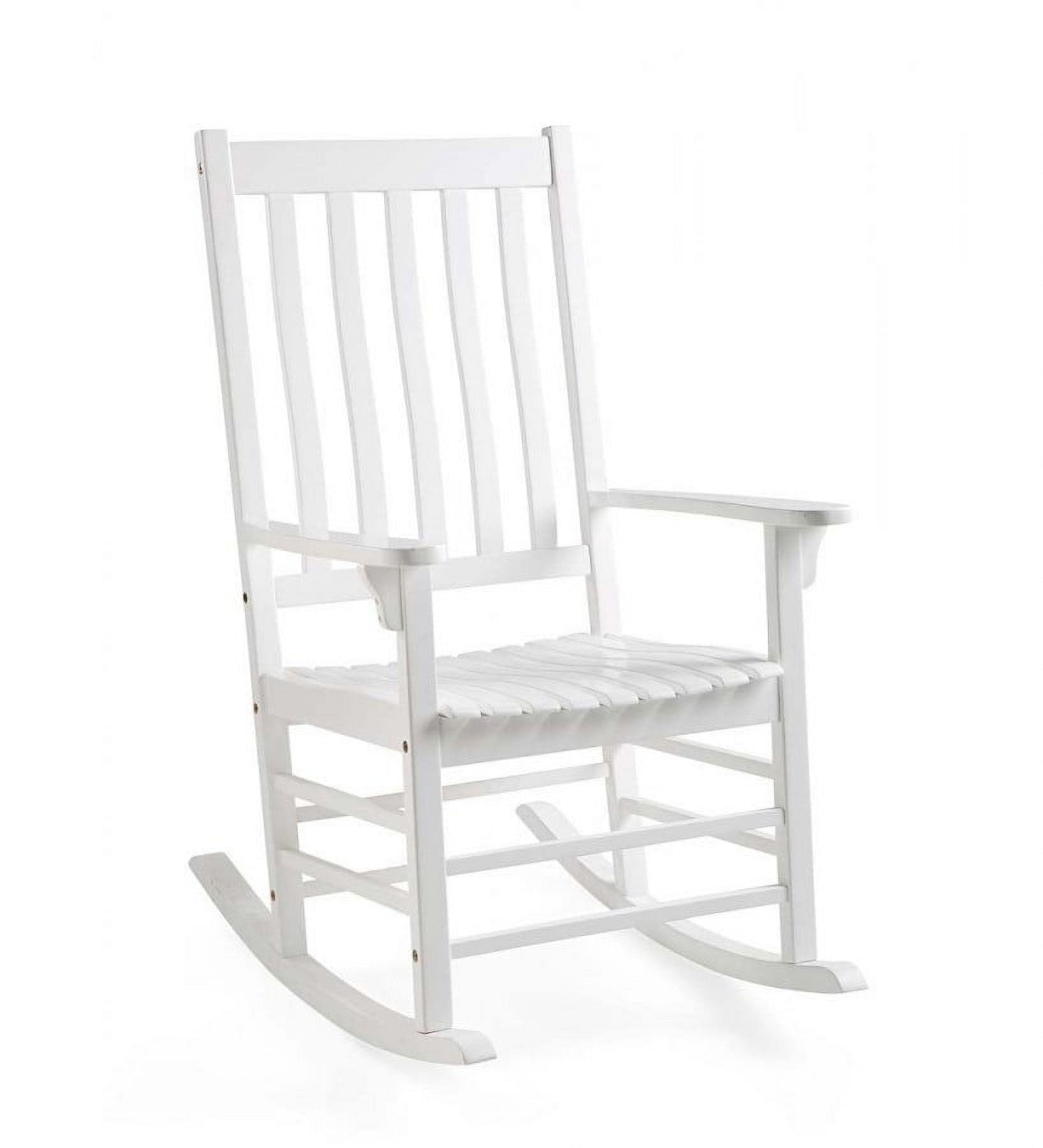 Plow & Hearth Slatted Wood Rocker - White Paint - Walmart.com