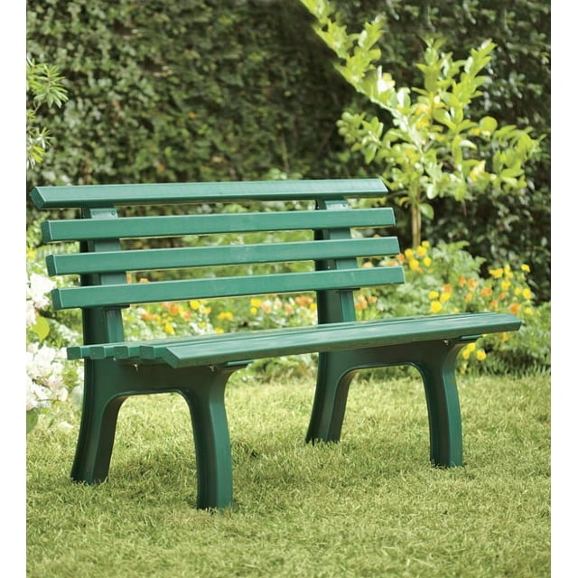 Plow & Hearth Small 2-Seater Weatherproof PVC Garden Bench - Green ...