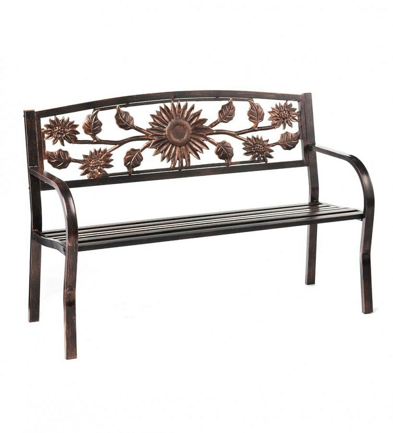Plow & Hearth Sunflower Metal Garden Bench - Walmart.com