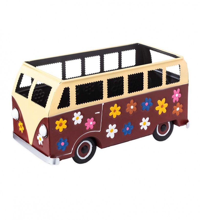 Plow & Hearth Vintage Style Flower Power Miniature Bus Garden Planter ...