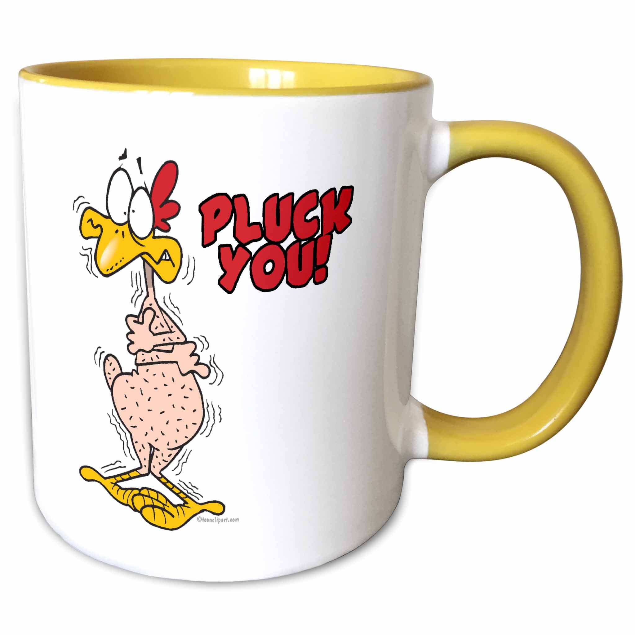 Pluck You Funny Plucked Chicken Cartoon 11oz Two-Tone Yellow Mug mug ...