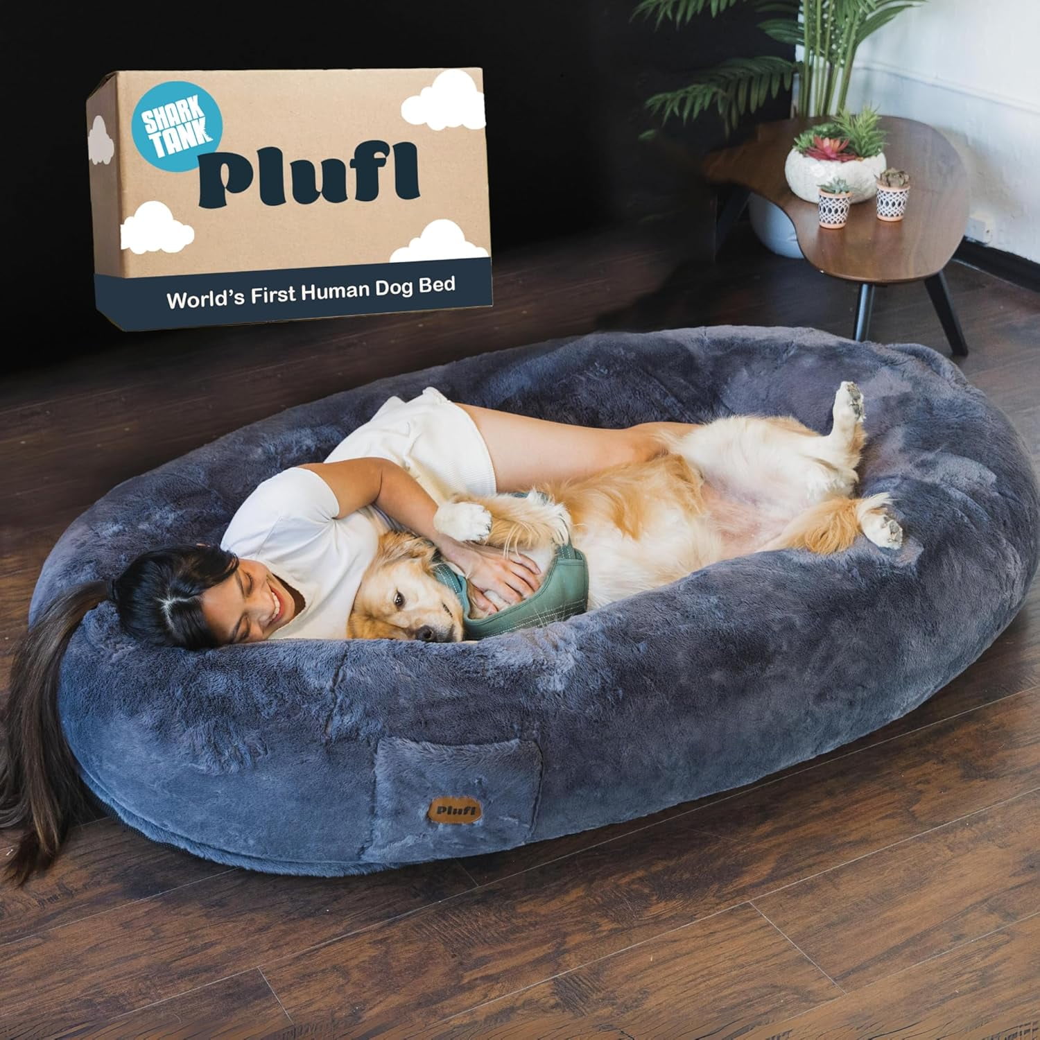 Plufl, The Original Human Dog Bed for Adults, Kids, and Pets. As Seen on Shark Tank. Comfy Plush ...