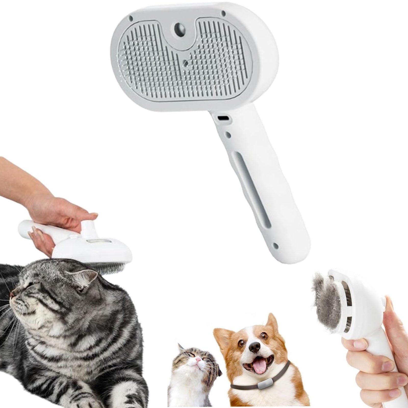 Plufura Dog Brush,Pet Grooming Brush Steamer, Spray Comb for Dogs,Steam ...