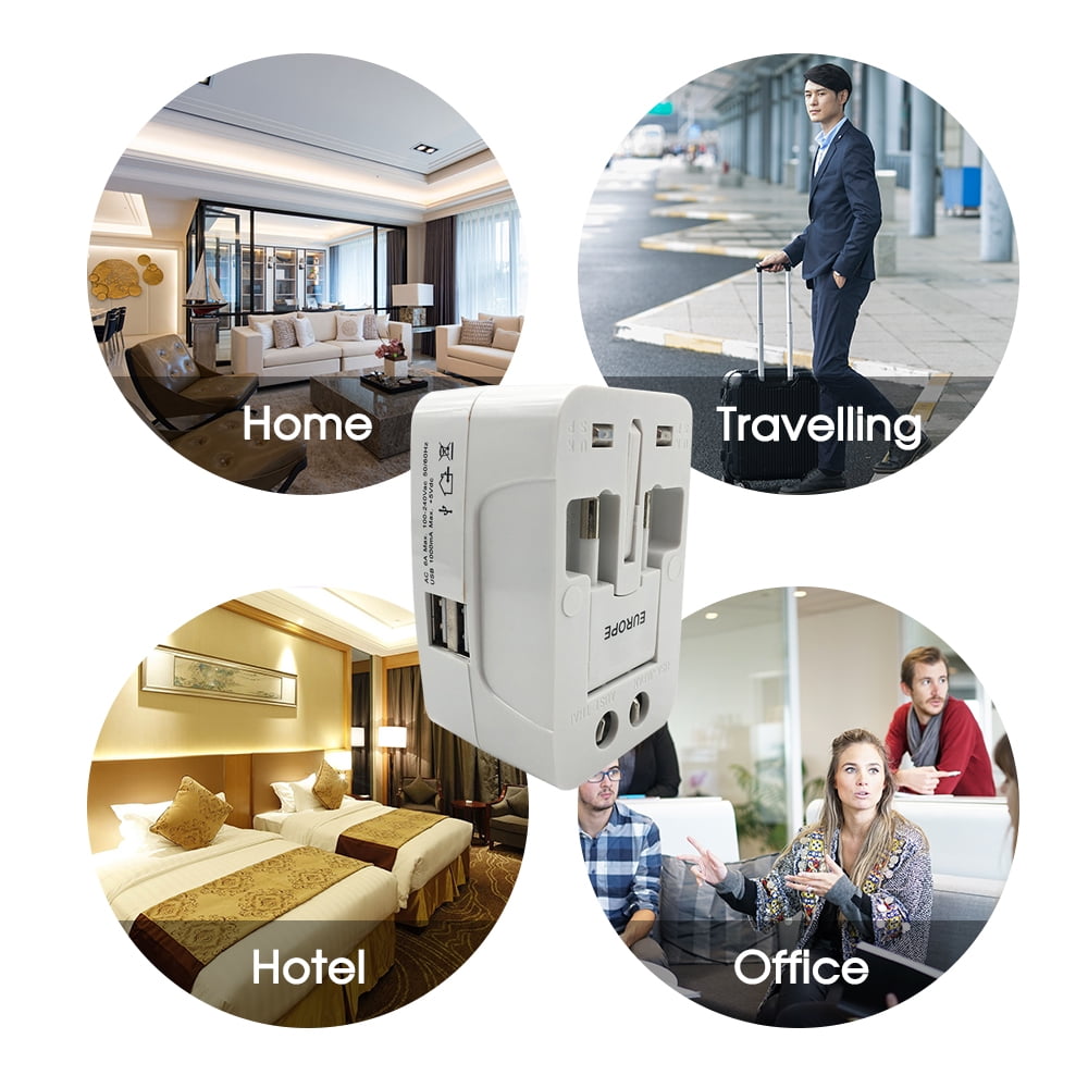 Plug Adaptor,Usb All-in-one (1 White) Wide Adapter Converter Usb ...