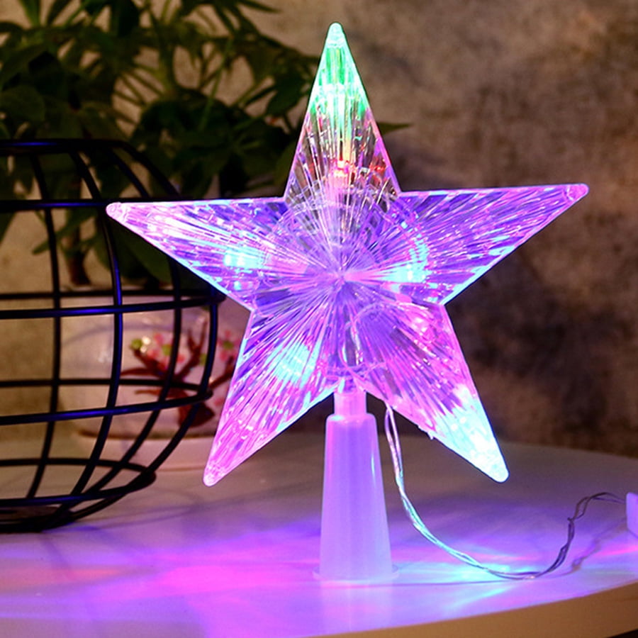 Plug in Christmas Tree Topper Star LED Lighted Star Tree Top 5-Point ...